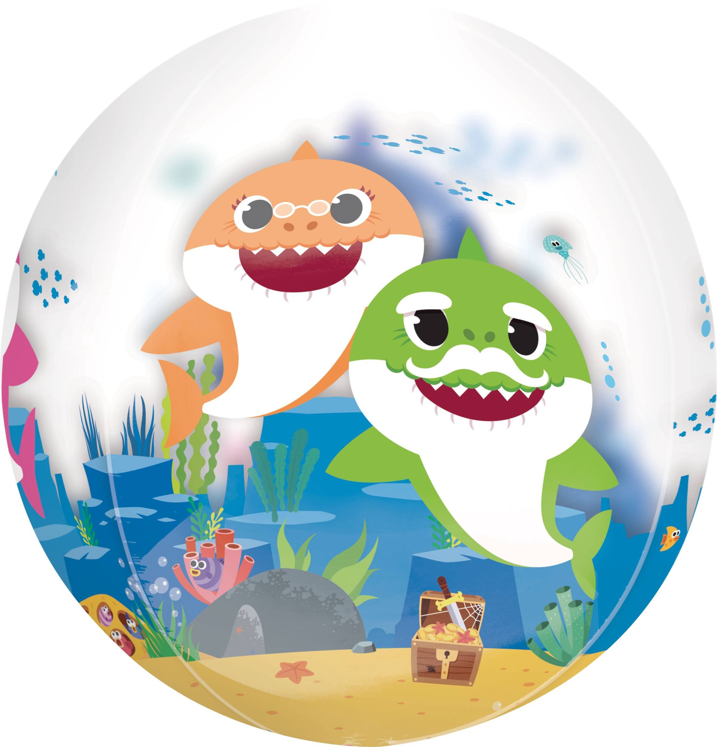 Baby Shark Orbz Transparent Print Foil Balloon, Multi-Coloured, 16-in ...