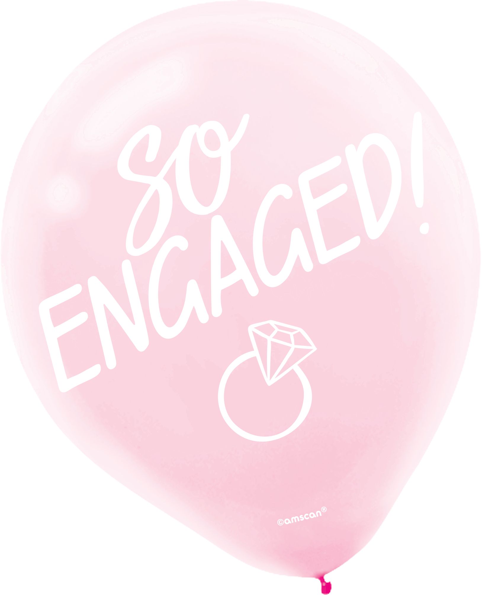 "So Engaged" Round Latex Balloons, Pink/White, Diamond Ring, 12-in, 15 ...