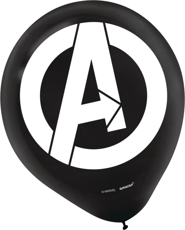 Disney Marvel Avengers Round Latex Balloons, Blue/Red/Black, 12-in, 6 ...