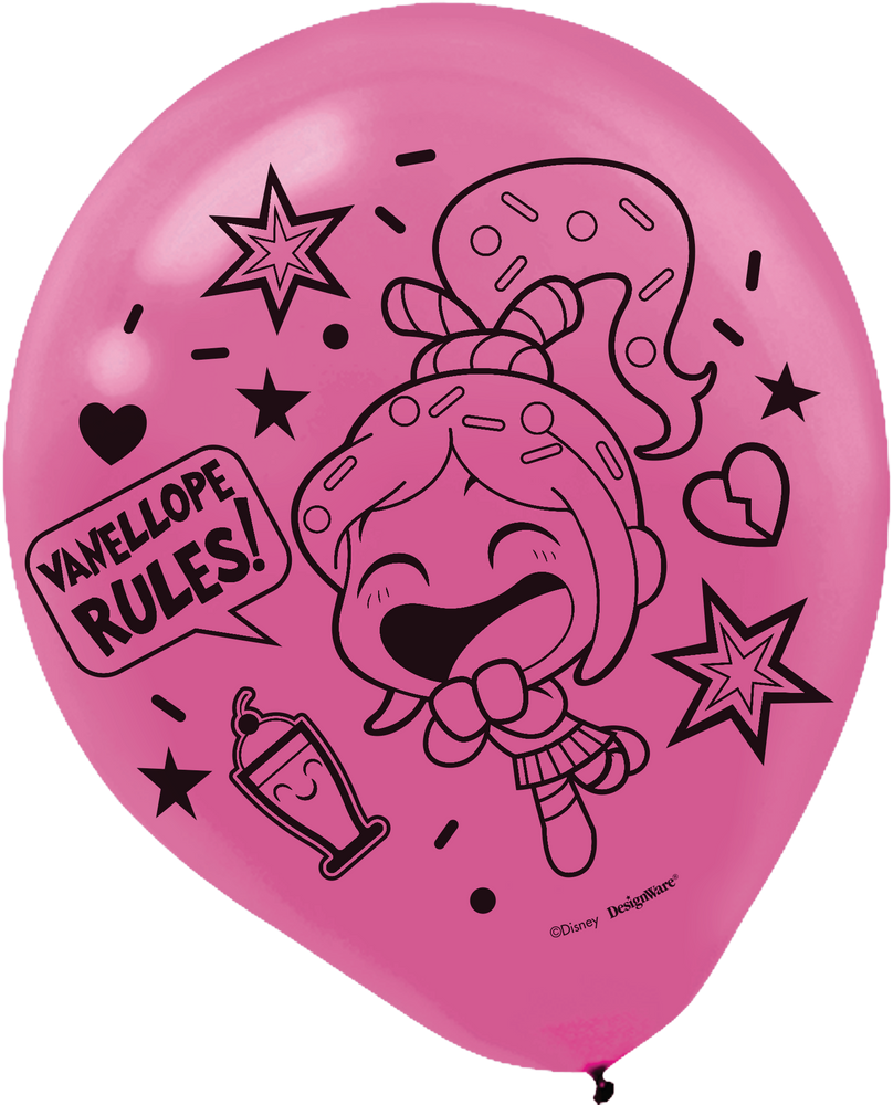 Disney Wreck-It Ralph Birthday Party Latex Balloons, Pink/Blue, 6-pk ...