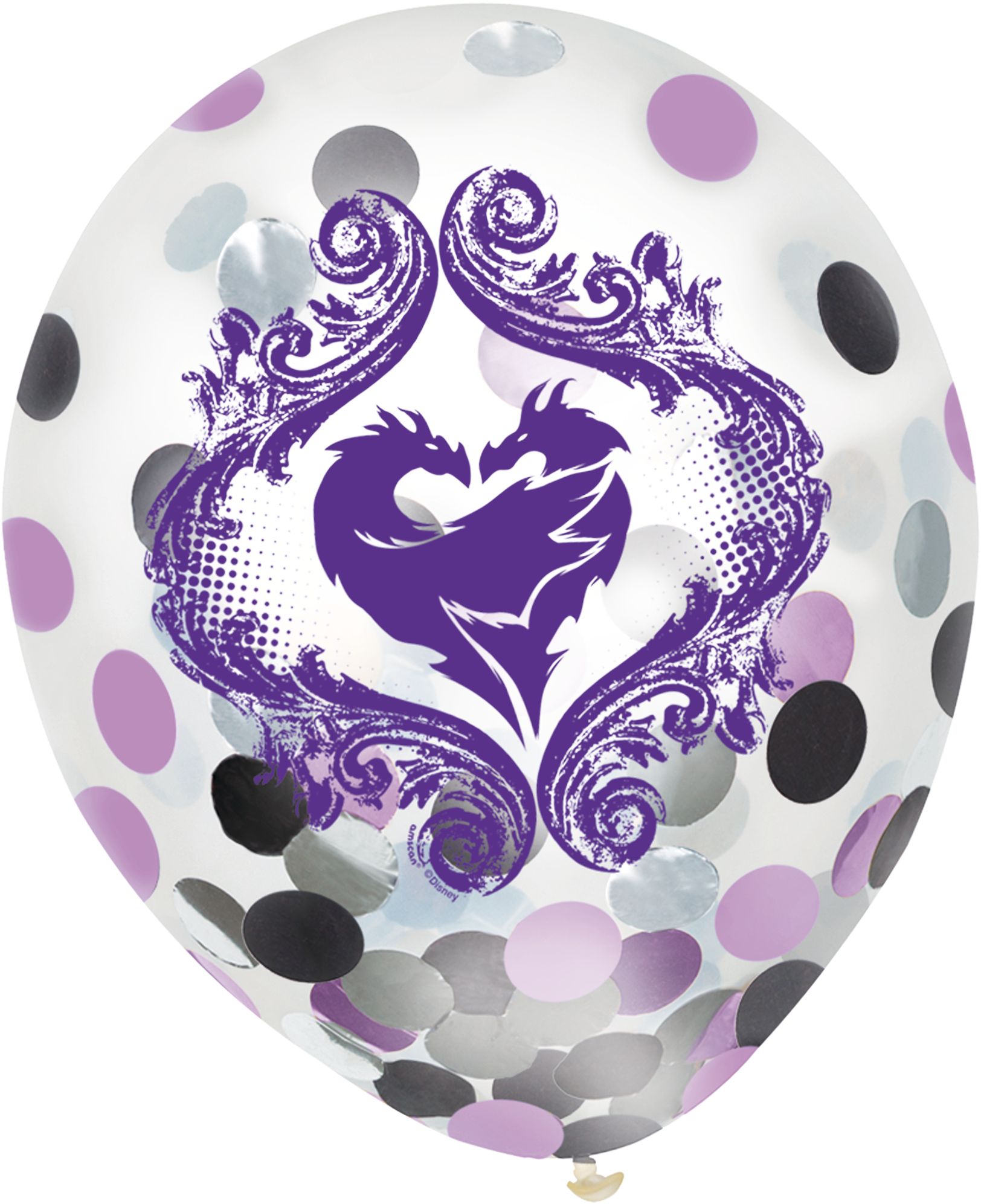 Disney Descendants Round Transparent Confetti Latex Balloons, Purple ...
