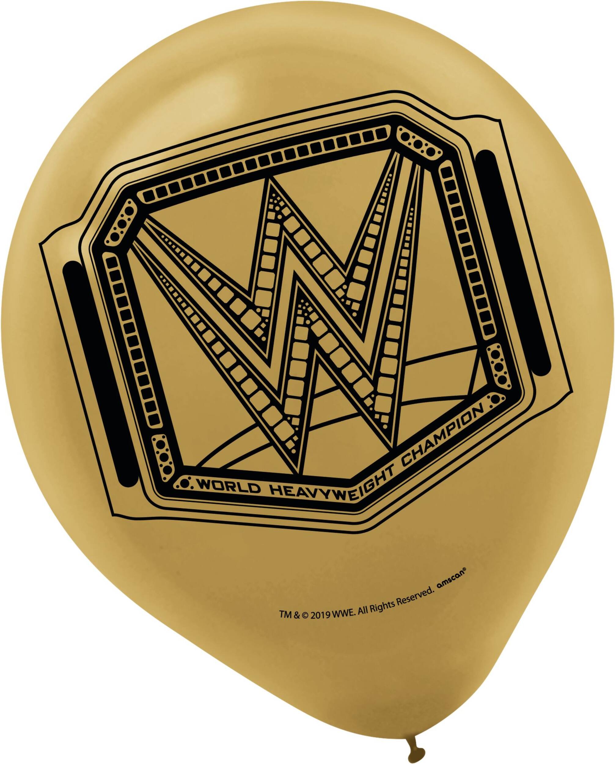 WWE Champion Birthday Party Latex Balloons, Black/Gold/Red, 6-pk ...