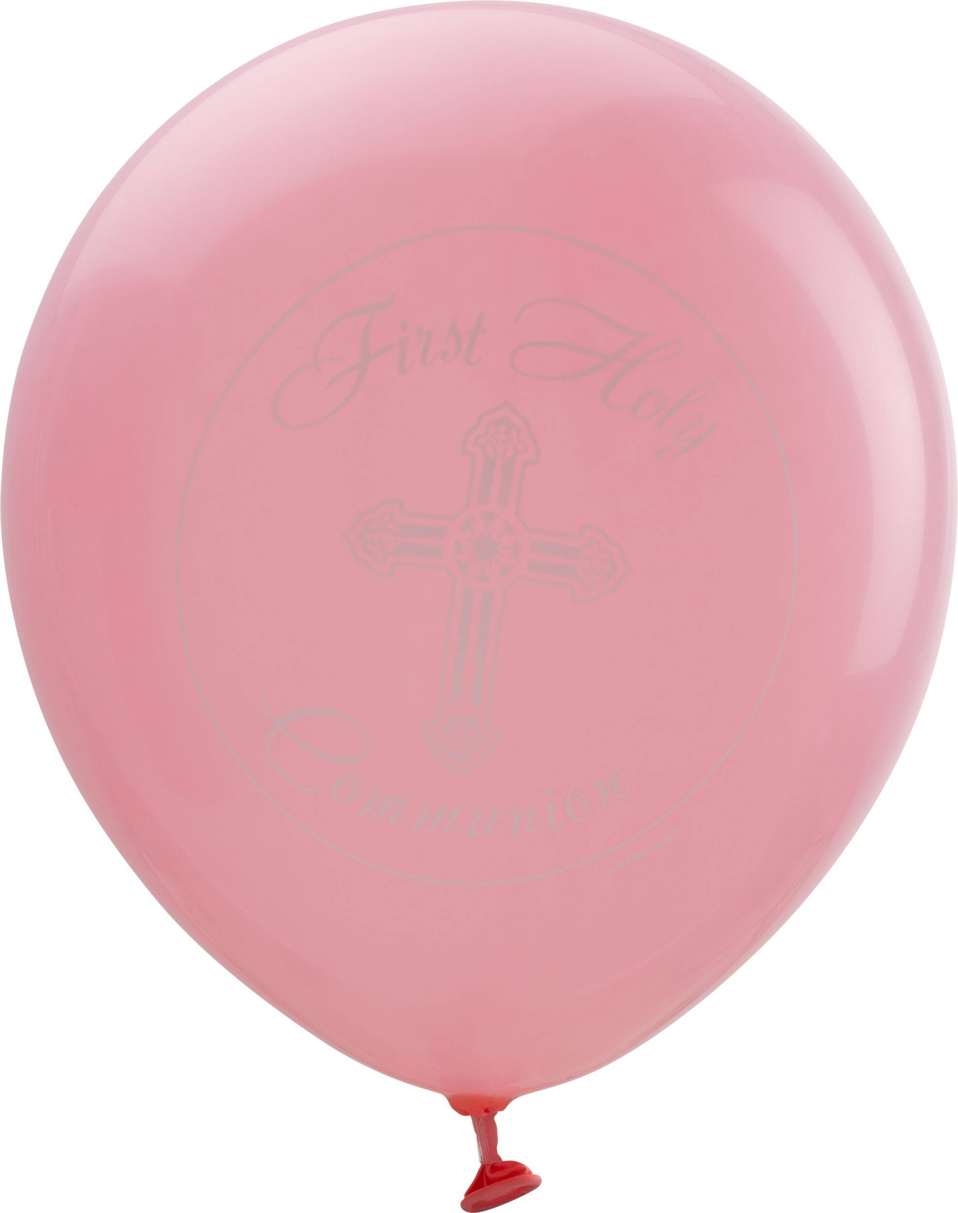 Holy Day "First Holy Communion" Round Latex Balloons, Pink/Silver ...