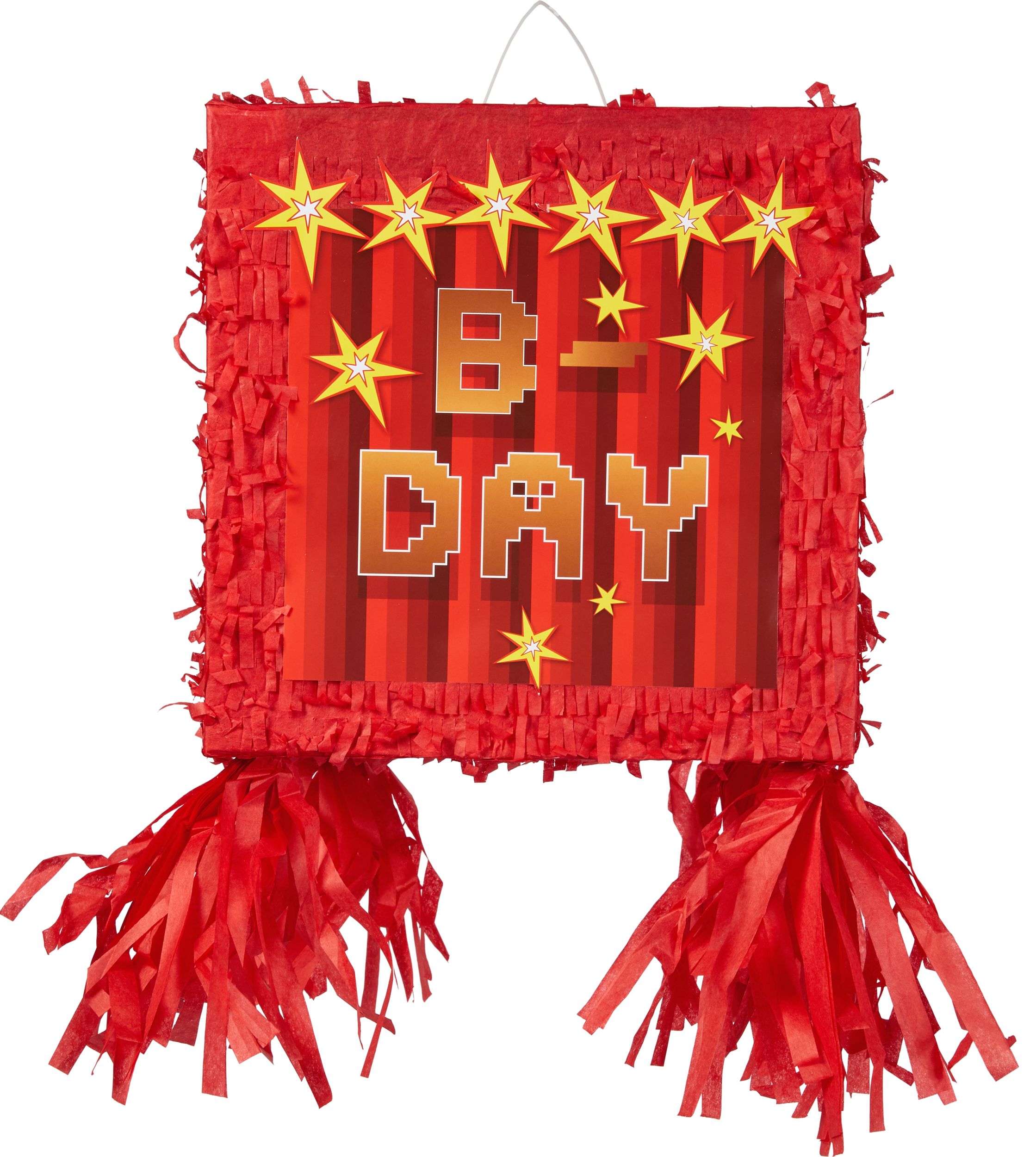 Pixel Party "B-Day" TNT Block Pinata Hanging Decoration, Red, 10-in ...