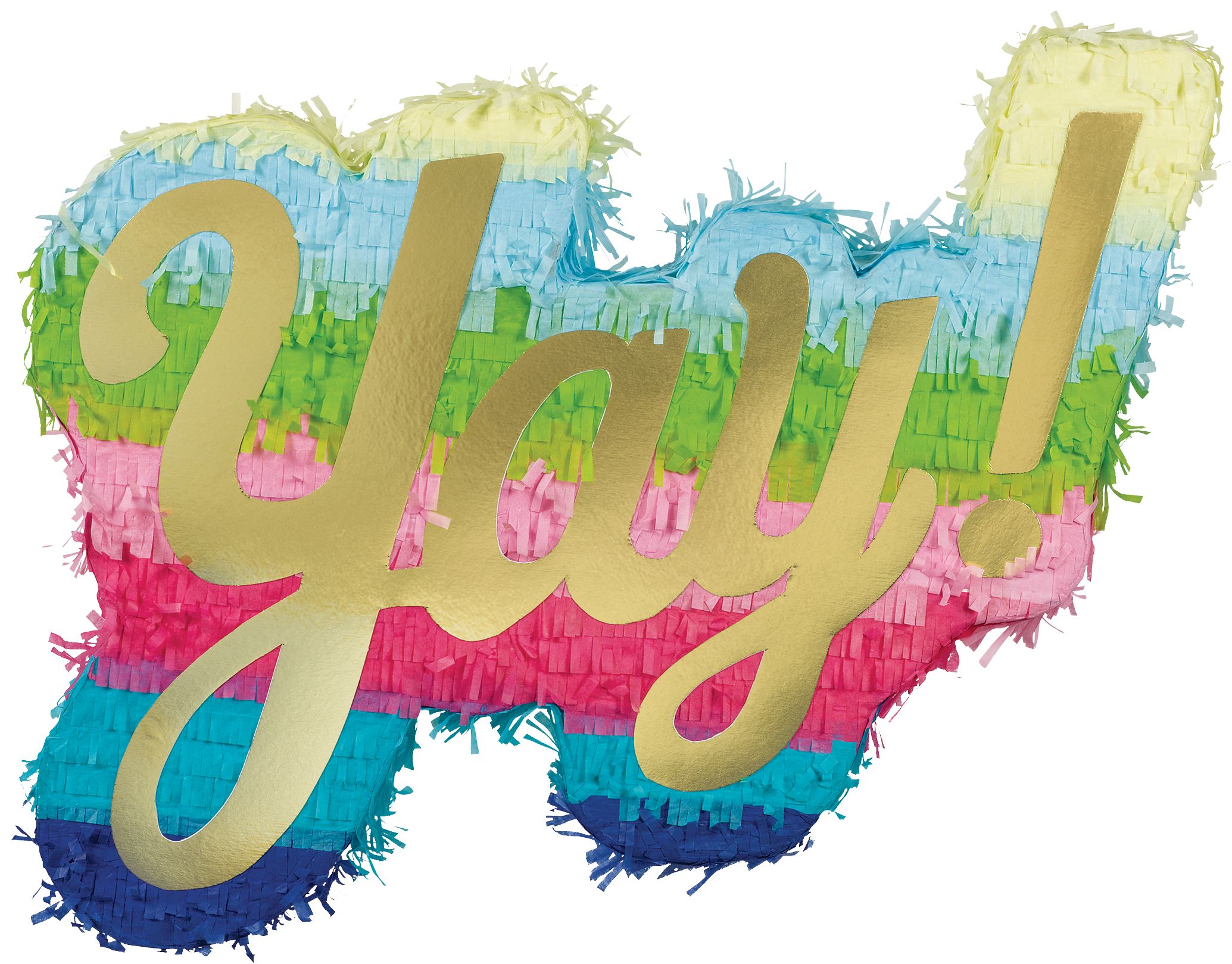 "Yay!" Pinata Hanging Decoration, Gold/Multi-Coloured, 10-in, Holds 2lb ...