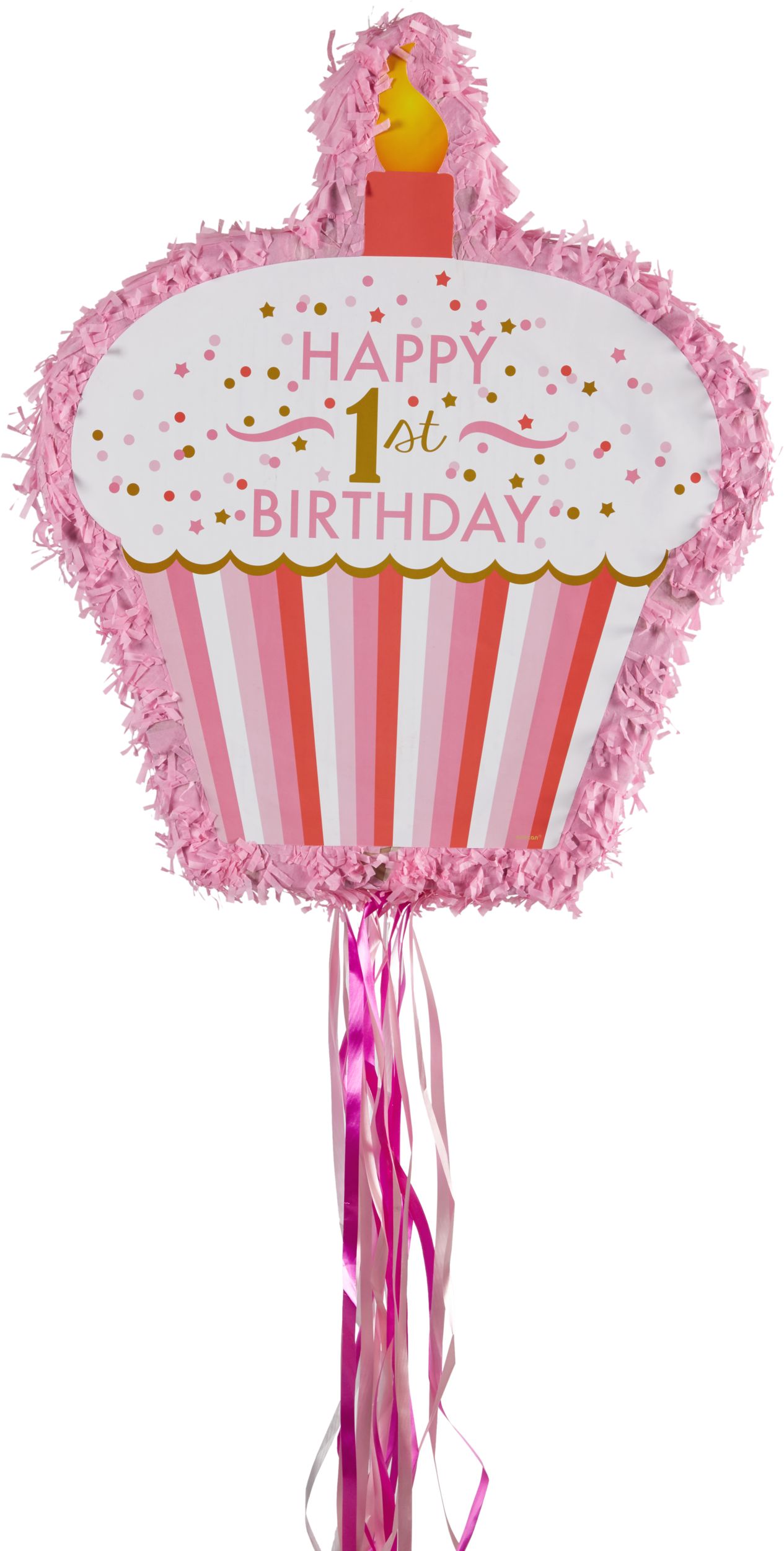 Pull String Pink Cupcake 1st Birthday Pinata | Party City