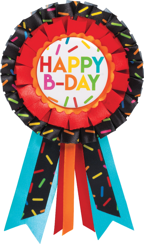 Balloon Birthday "Happy B-Day" Award Ribbon, Multi-Coloured Sprinkles ...