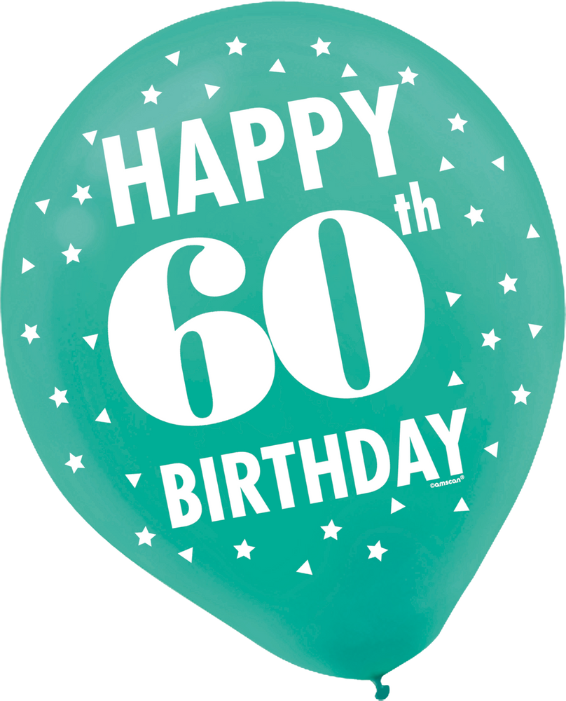 Milestone 60th Birthday Latex Balloons feature "Happy 60th Birthday ...
