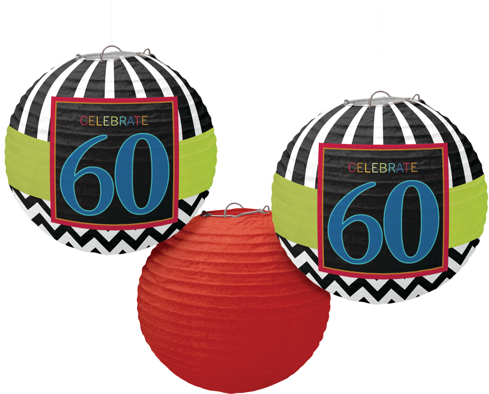 Celebrate 60th Birthday Paper Lanterns, 3-pk | Canadian Tire