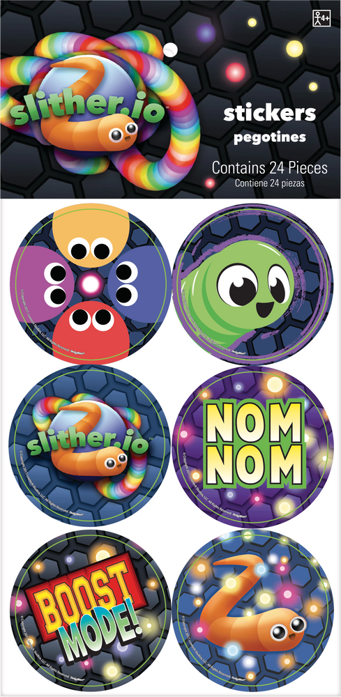 Slither.io Stickers for Birthday Party Favours, 4-pk | Party City