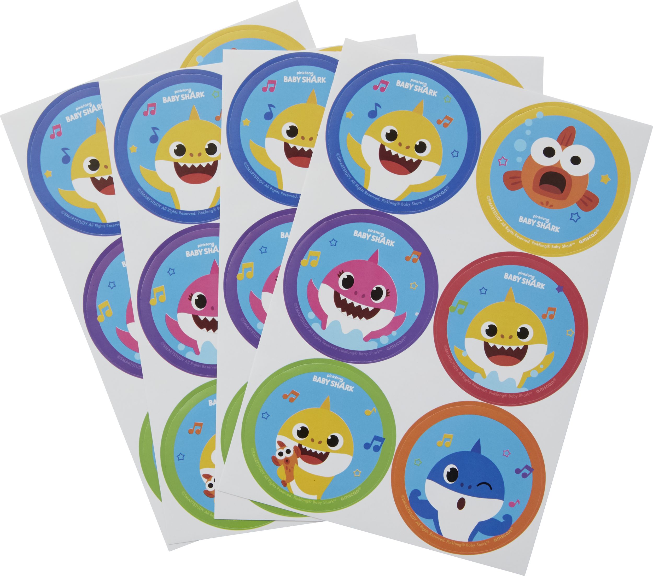 Baby Shark Sticker Variety Pack, Multi-Coloured, 4 Sheets, 24-pk, for ...