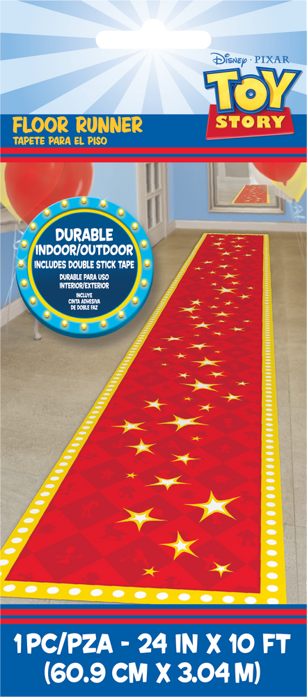 Toy Story 4 Fabric Floor Runner, Red with Yellow Stars, 2-ft x 10-ft ...