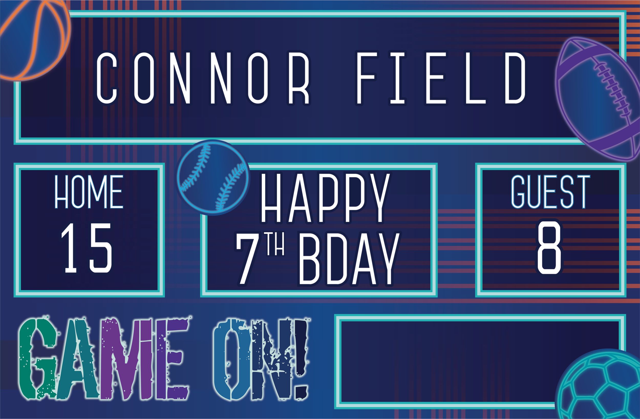 Birthday Baller Personalized Stadium Scoreboard Banner Decoration Kit ...