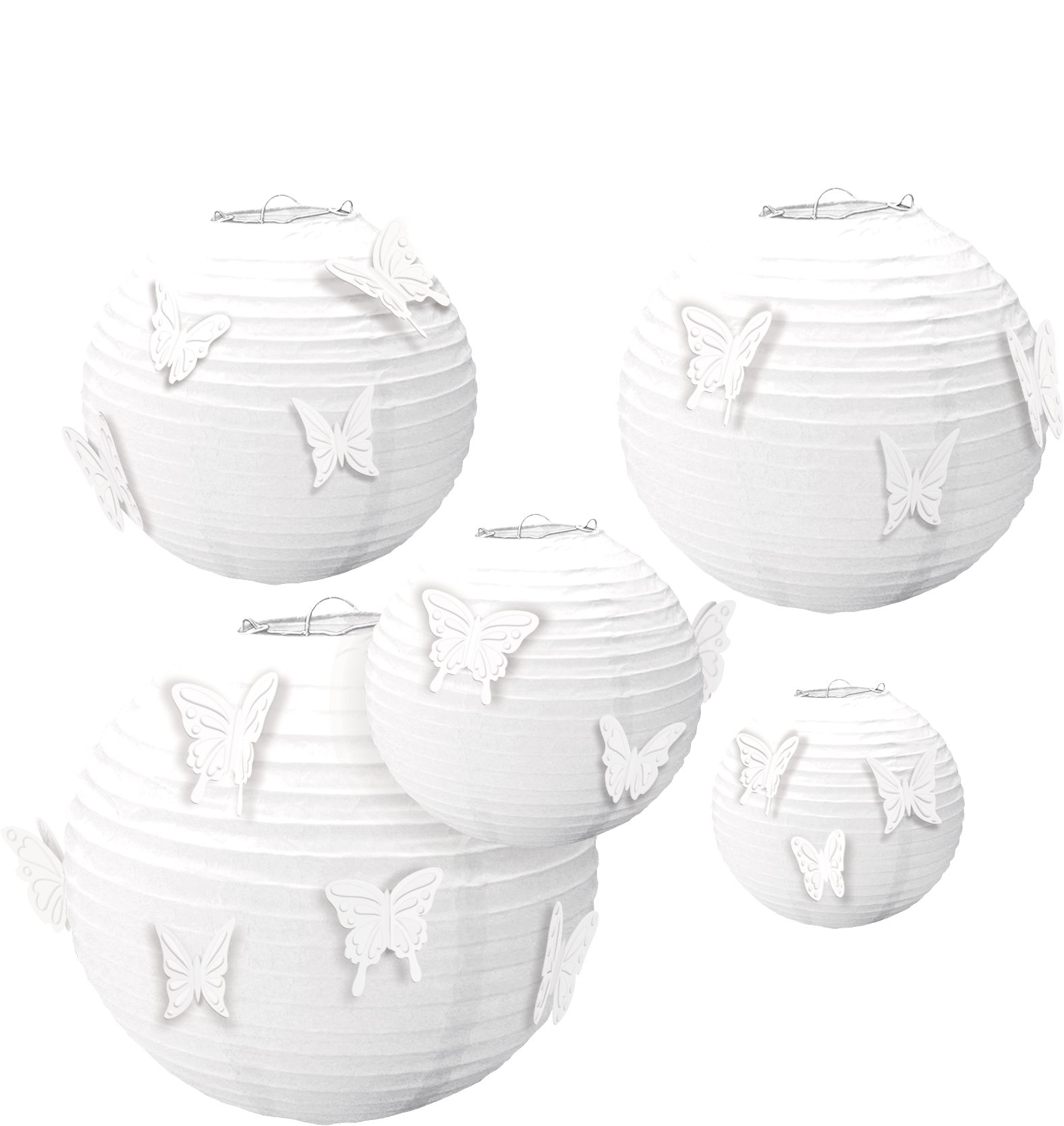 Butterfly White Paper Lanterns Kit, 5-pc | Party City