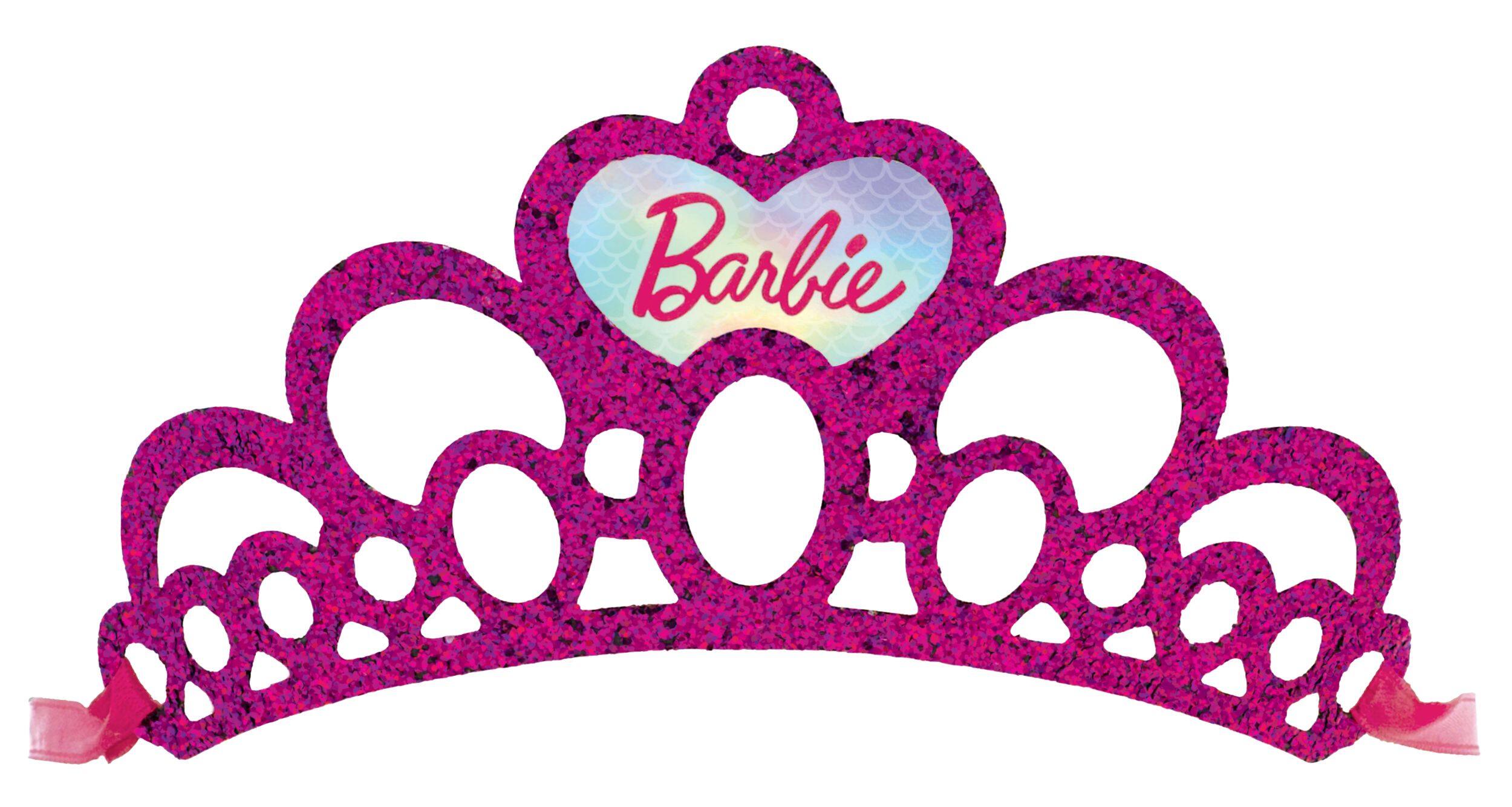 Glitter Barbie Mermaid Birthday Party Tiaras, Pink, 8-pk | Party City