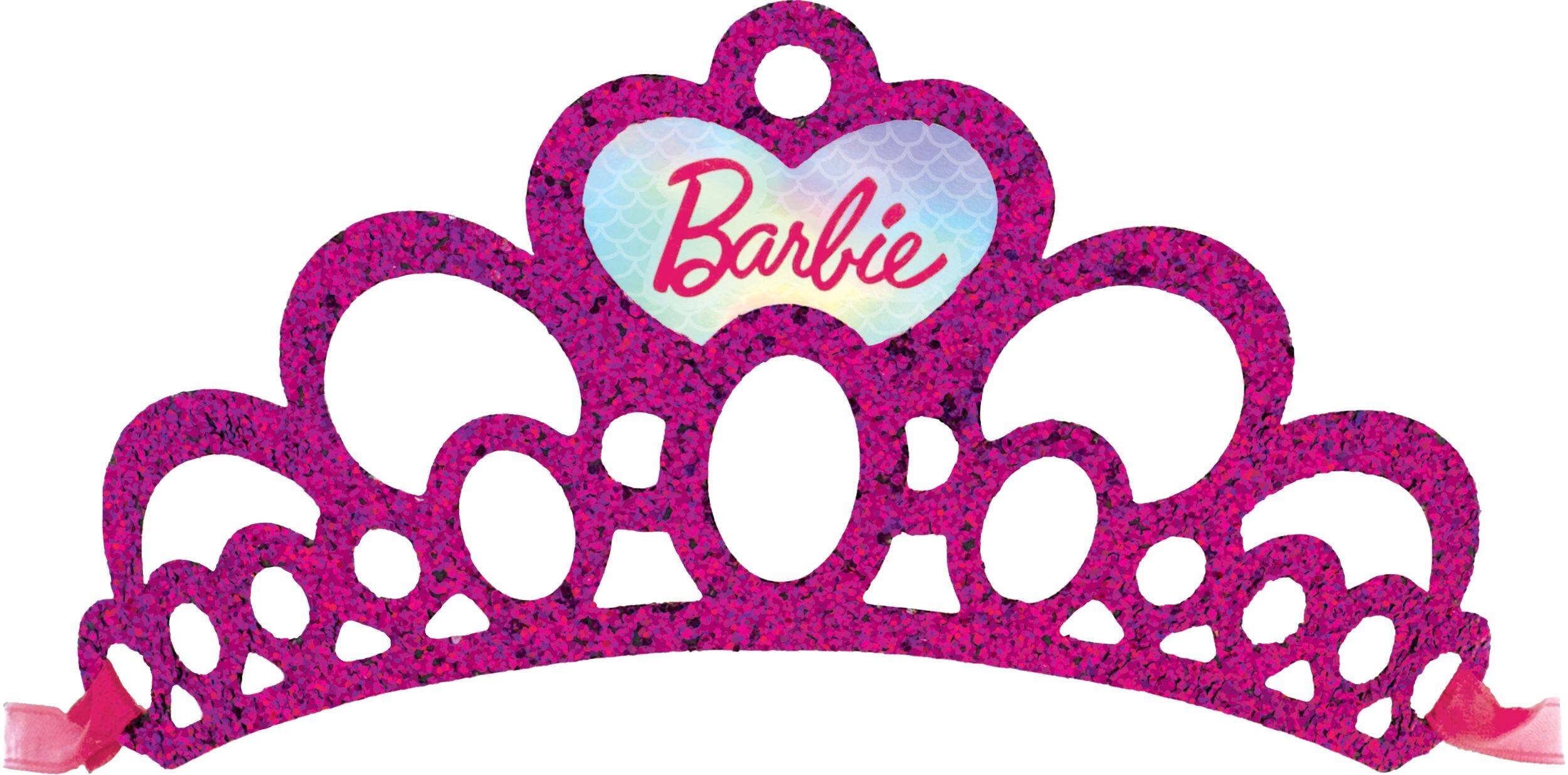 Glitter Barbie Mermaid Birthday Party Tiaras, Pink, 8-pk | Party City