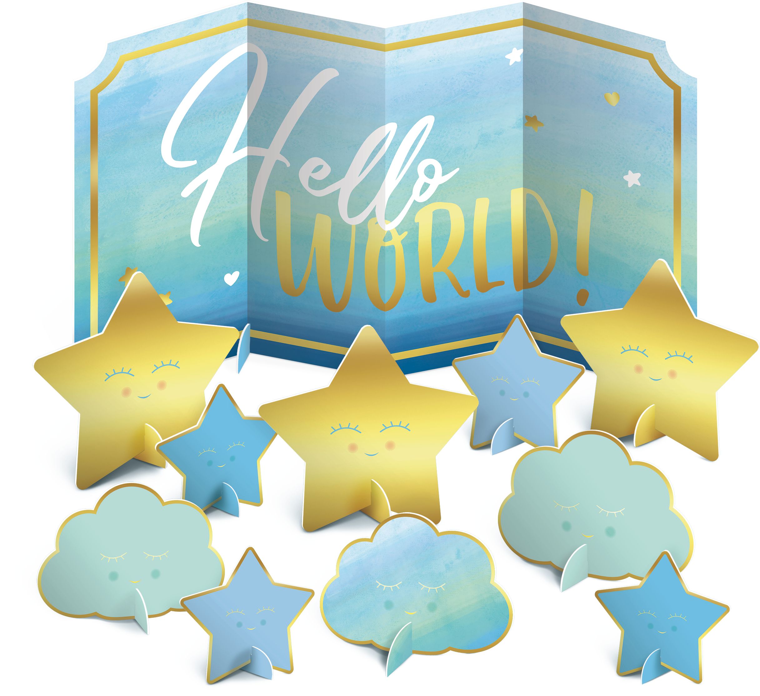 Blue Hello World Table Decorating Kit, 11-pcs | Party City