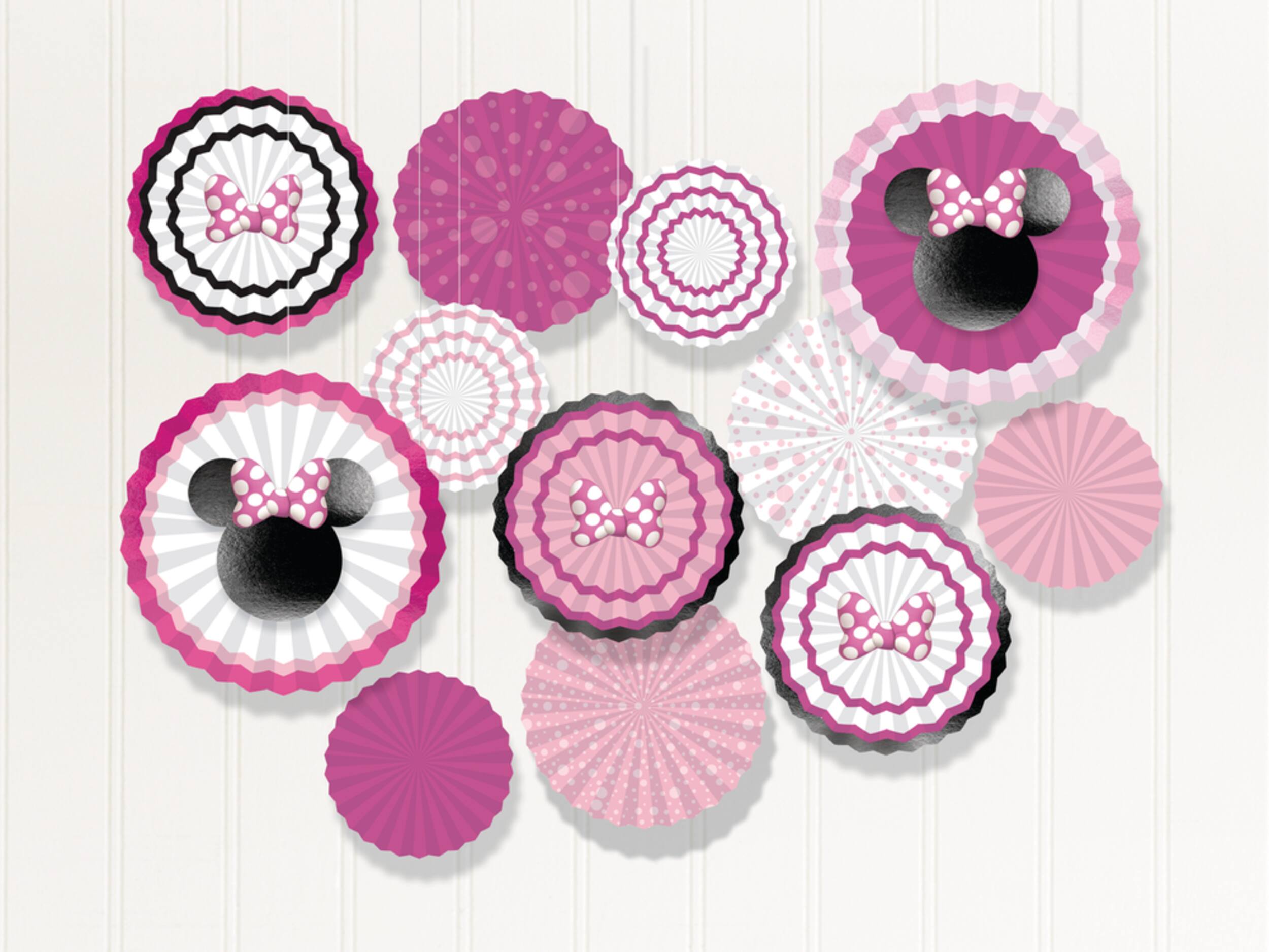 Minnie Mouse Forever Birthday Party Paper Fan Decoration Kit, 17-pc ...