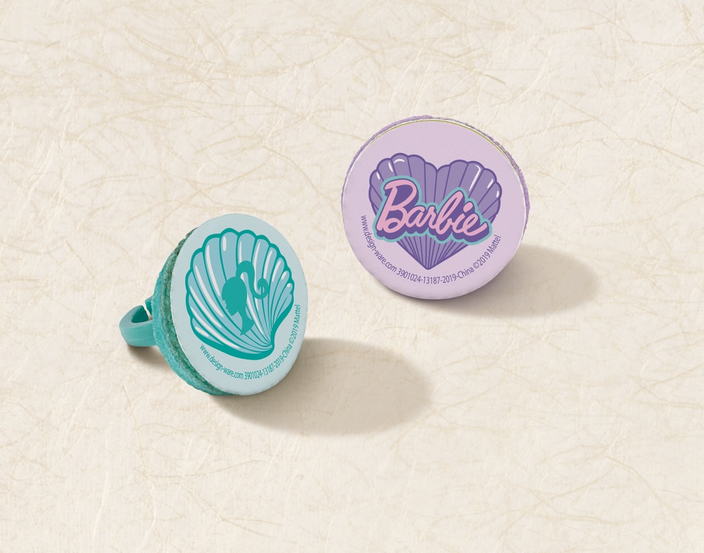 Barbie Mermaid Plastic Rings for Birthday Party Favours, Purple/Teal, 8 ...