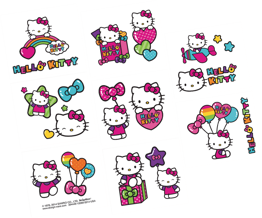 Rainbow Hello Kitty Easy to Apply Party Favour Tattoos, 1 Sheet ...