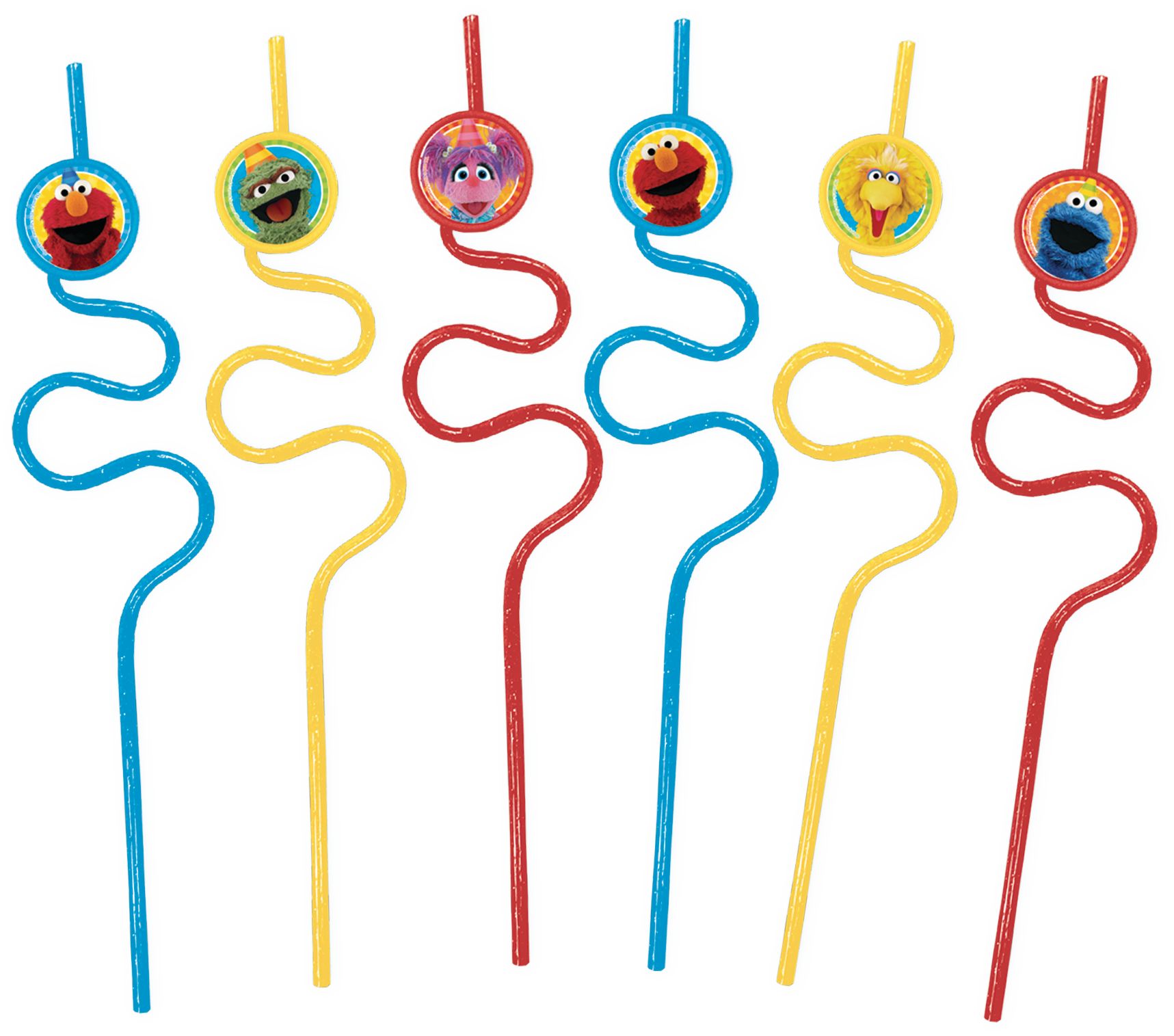 Sesame Street Birthday Party Silly Straws, Blue/Red/Yellow, 12-pk ...