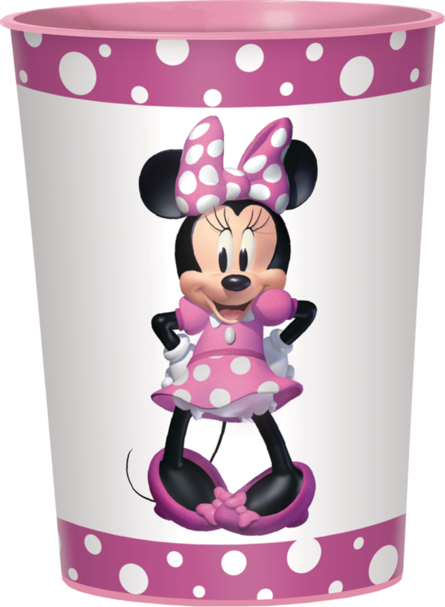 Disney Minnie Mouse Plastic Reusable Favour Cup, Pink/White, 16-oz, for ...