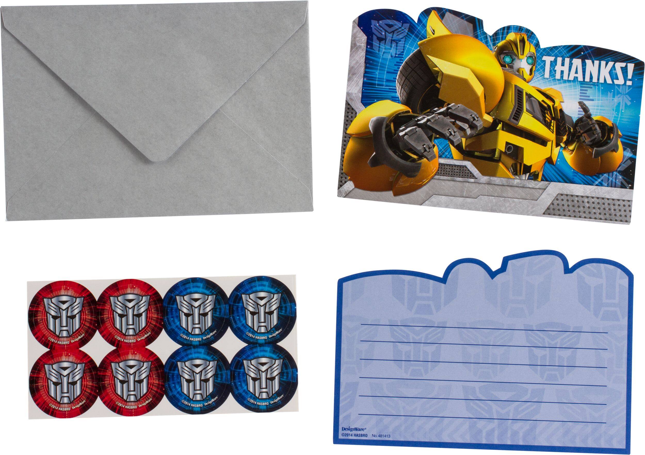 Transformers Birthday Party Thank You Notes 8-pk | Party City