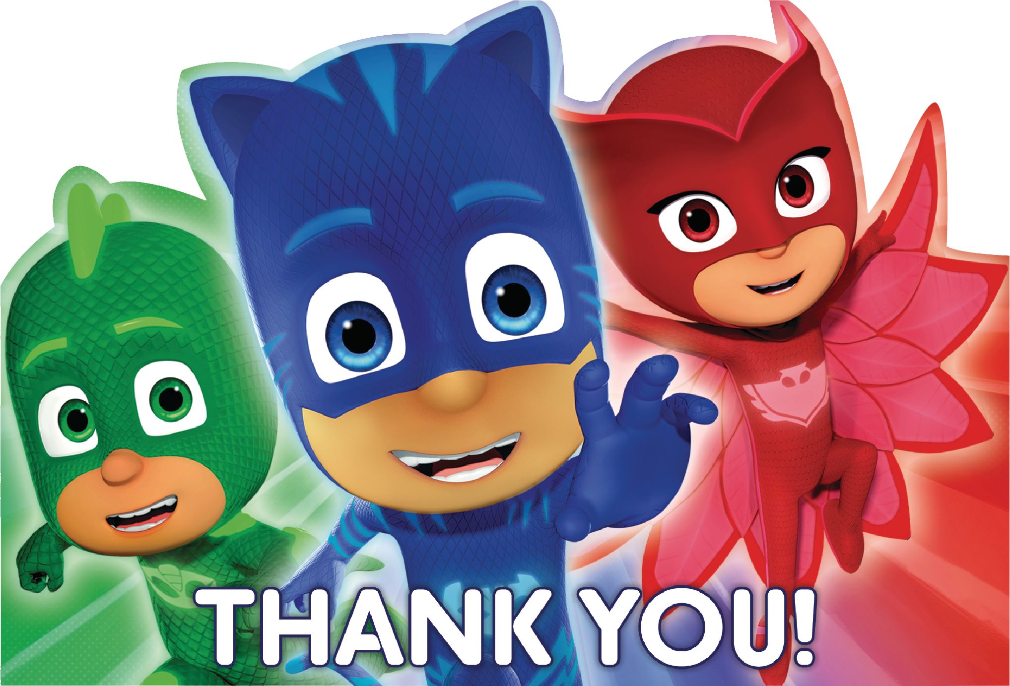 PJ Masks "Thank You" Catboy/Owlette/Gekko Paper Notes, Green/Blue/Red ...
