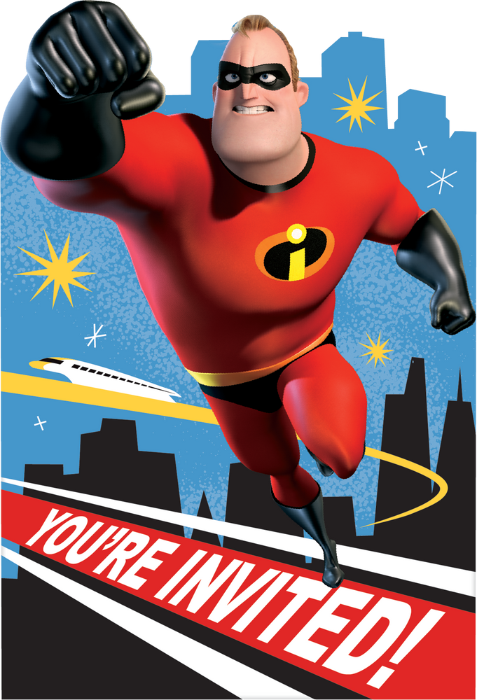 Invitations pour fête d'anniversaire Les Incroyables 2, paq. 8 ...