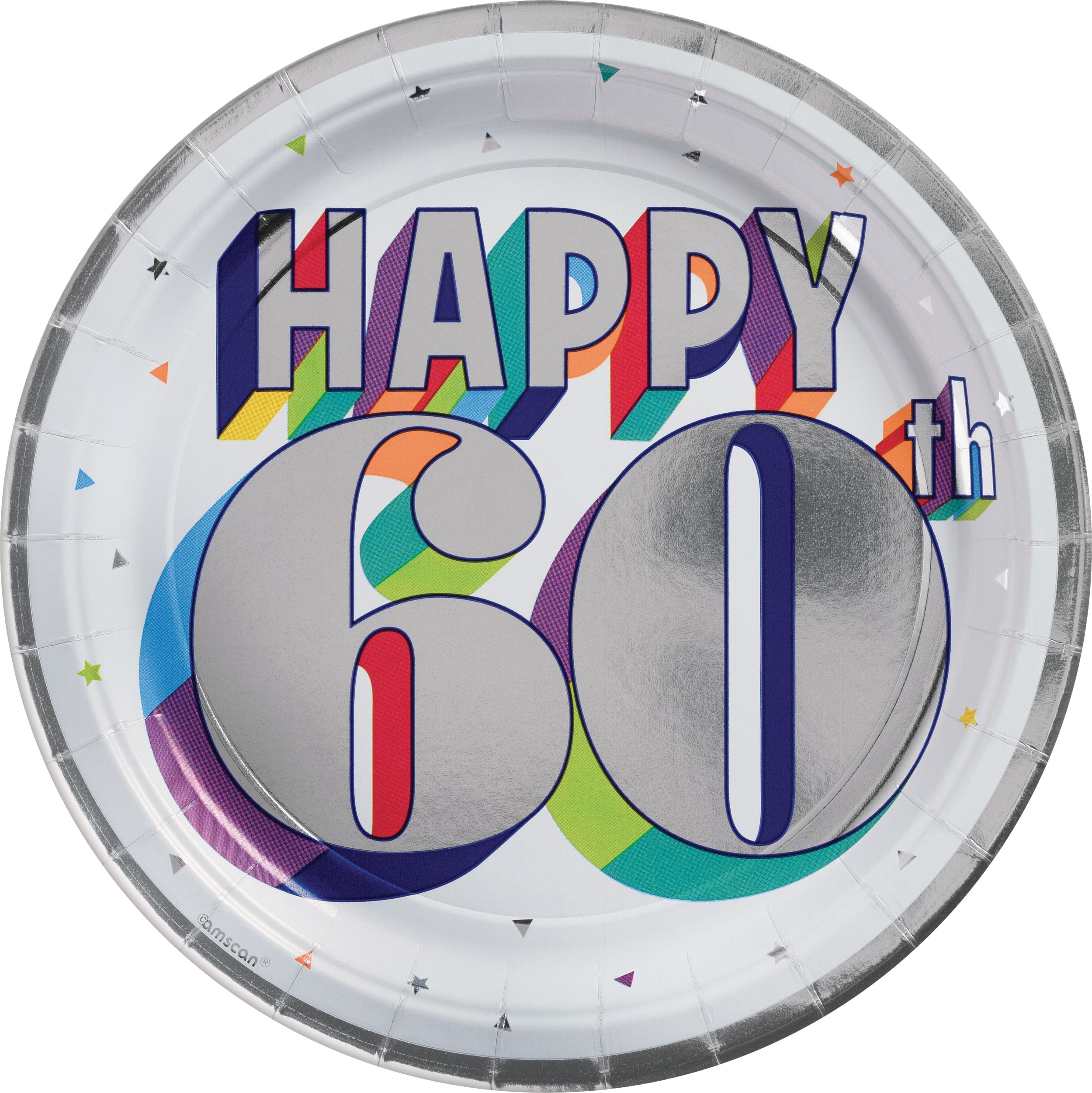 Metallic Here's to 60 Birthday Lunch Plates, 9-in, 8-pk | Party City