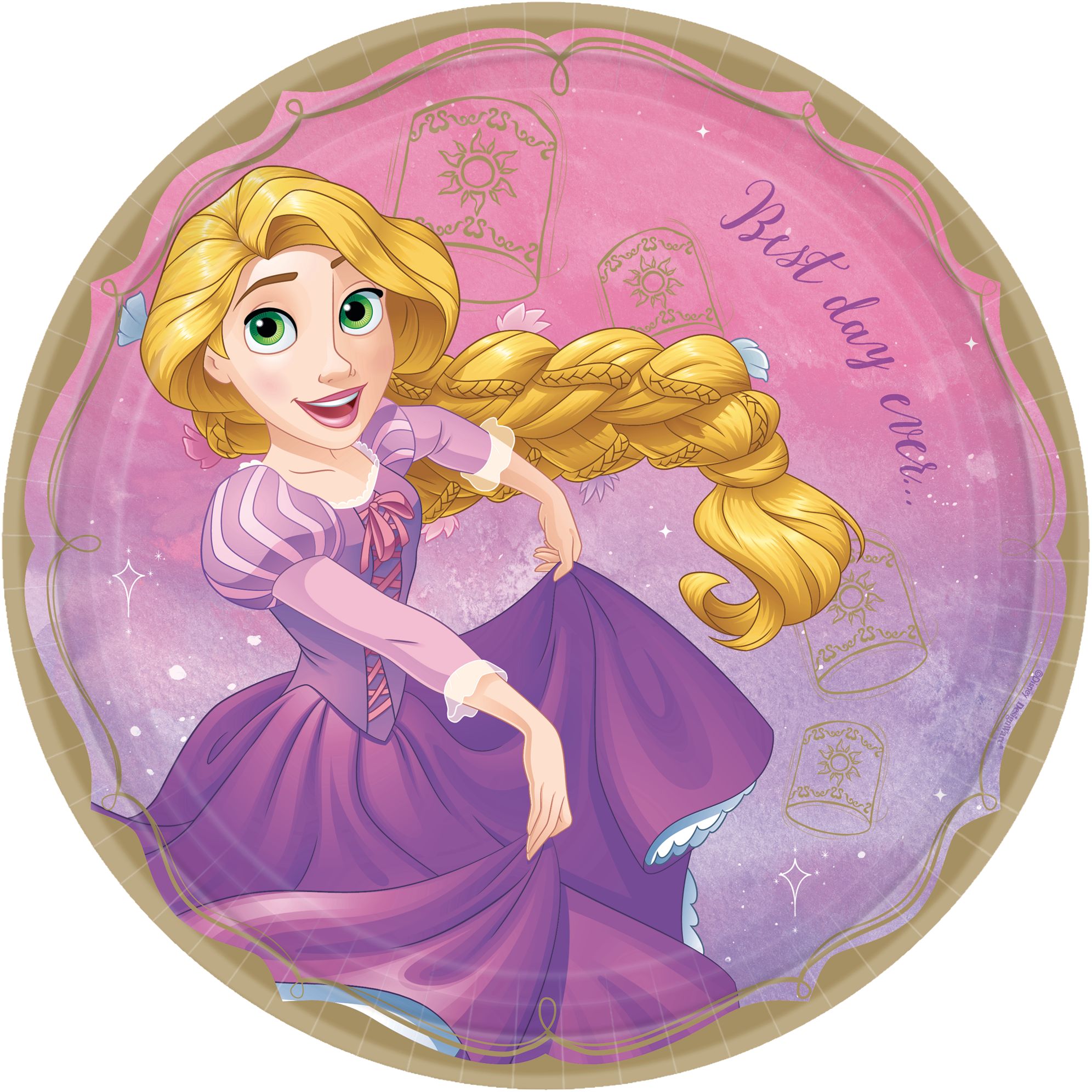 Disney Princess Once Upon A Time "Best Day Ever" Rapunzel Round Paper ...