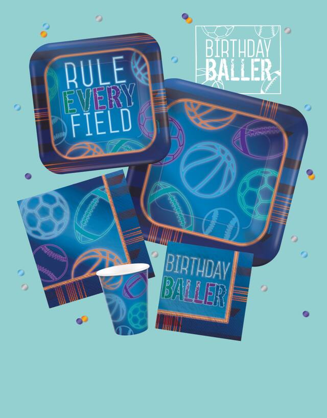 Birthday Baller Lunch Plates for Birthday Parties, 9-in, 8-pk | Party City