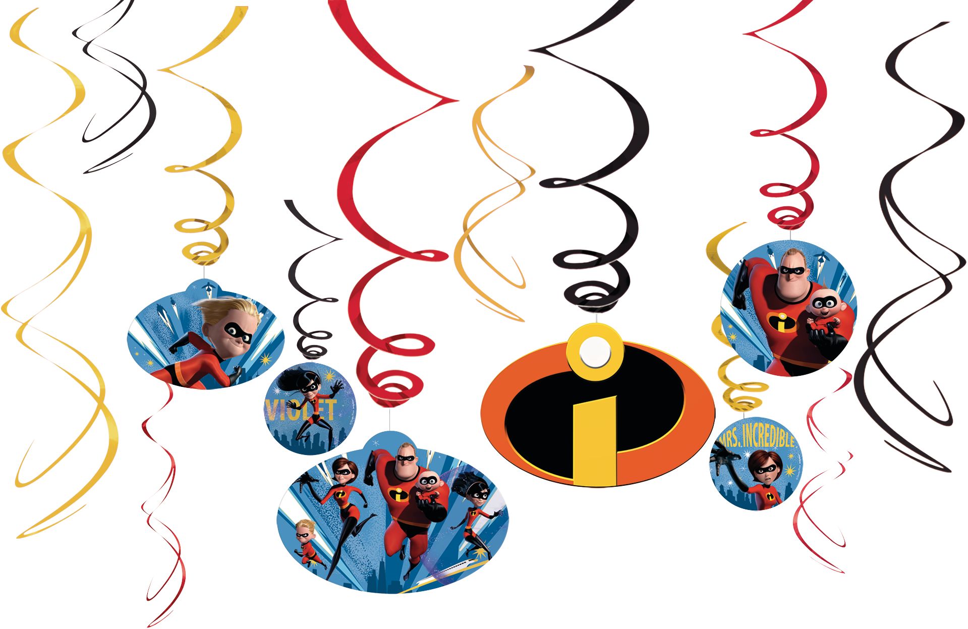 Incredibles 2 Hanging Swirl Birthday Party Decorations, 12-pc | Party City