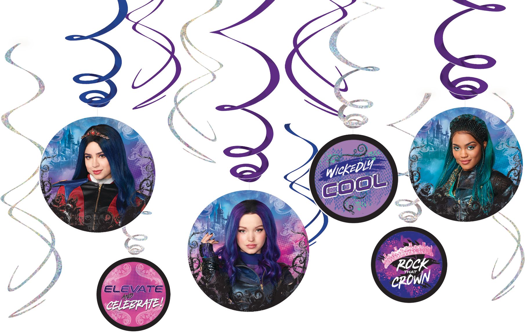 Disney Descendants 3 Birthday Party Hanging Swirl Decorations, 12-pc ...