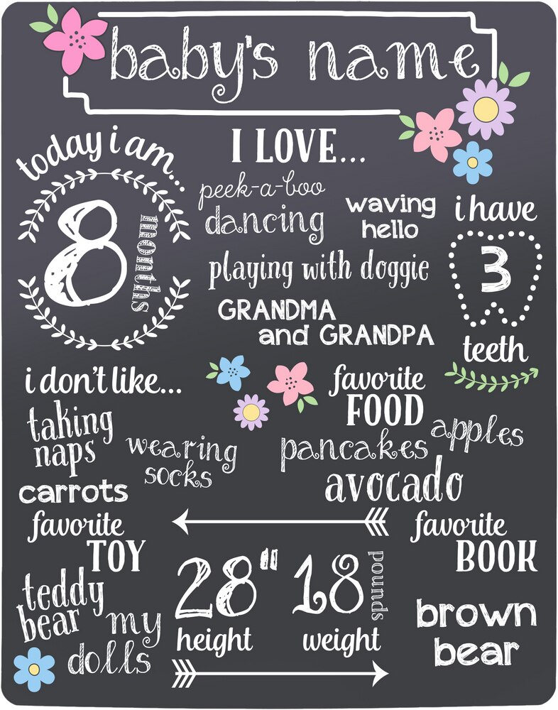Baby Milestones Chalkboard Sign with Flowers | Canadian Tire