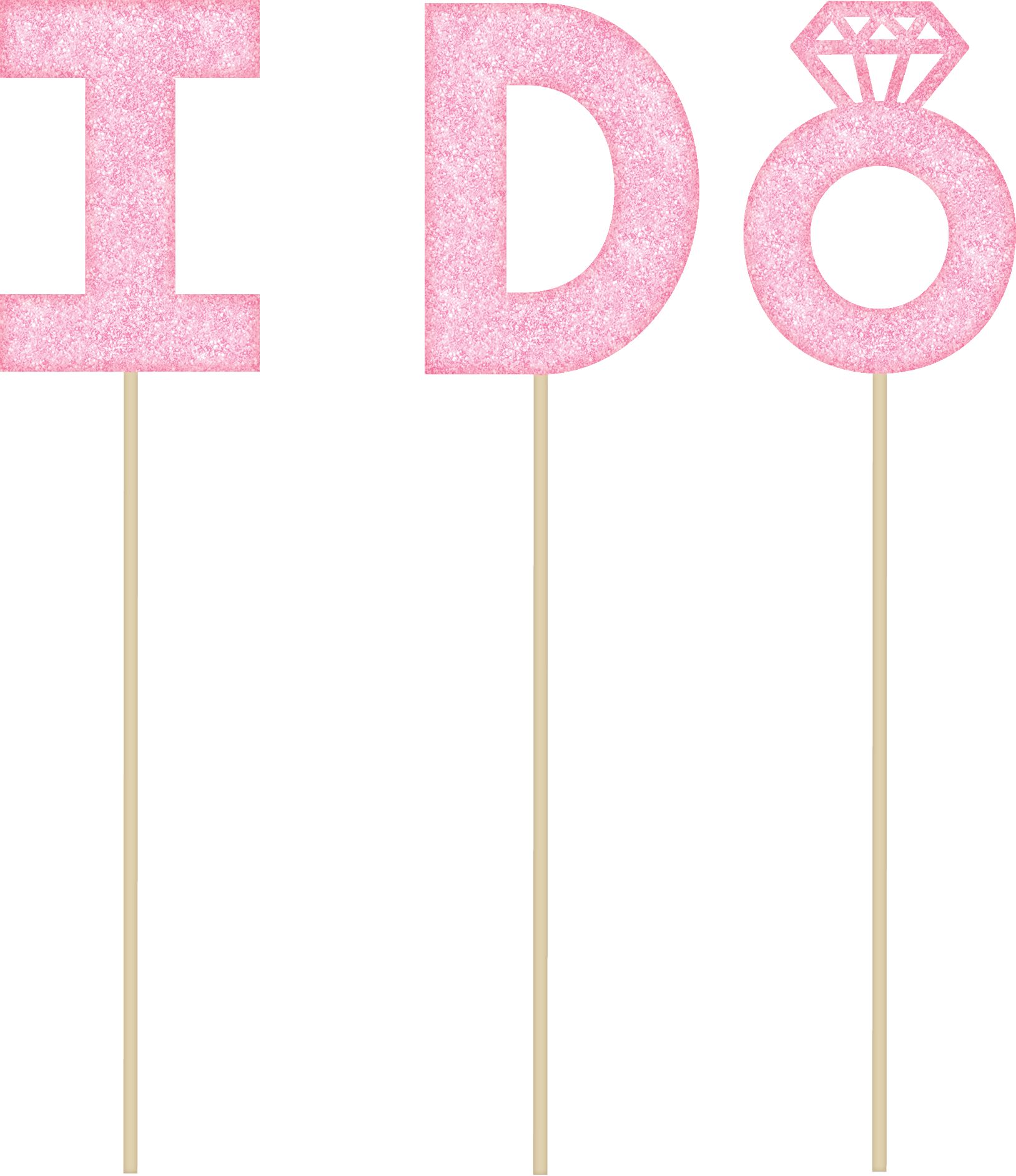 Glitter I Do Cake Picks, 3-pk | Party City