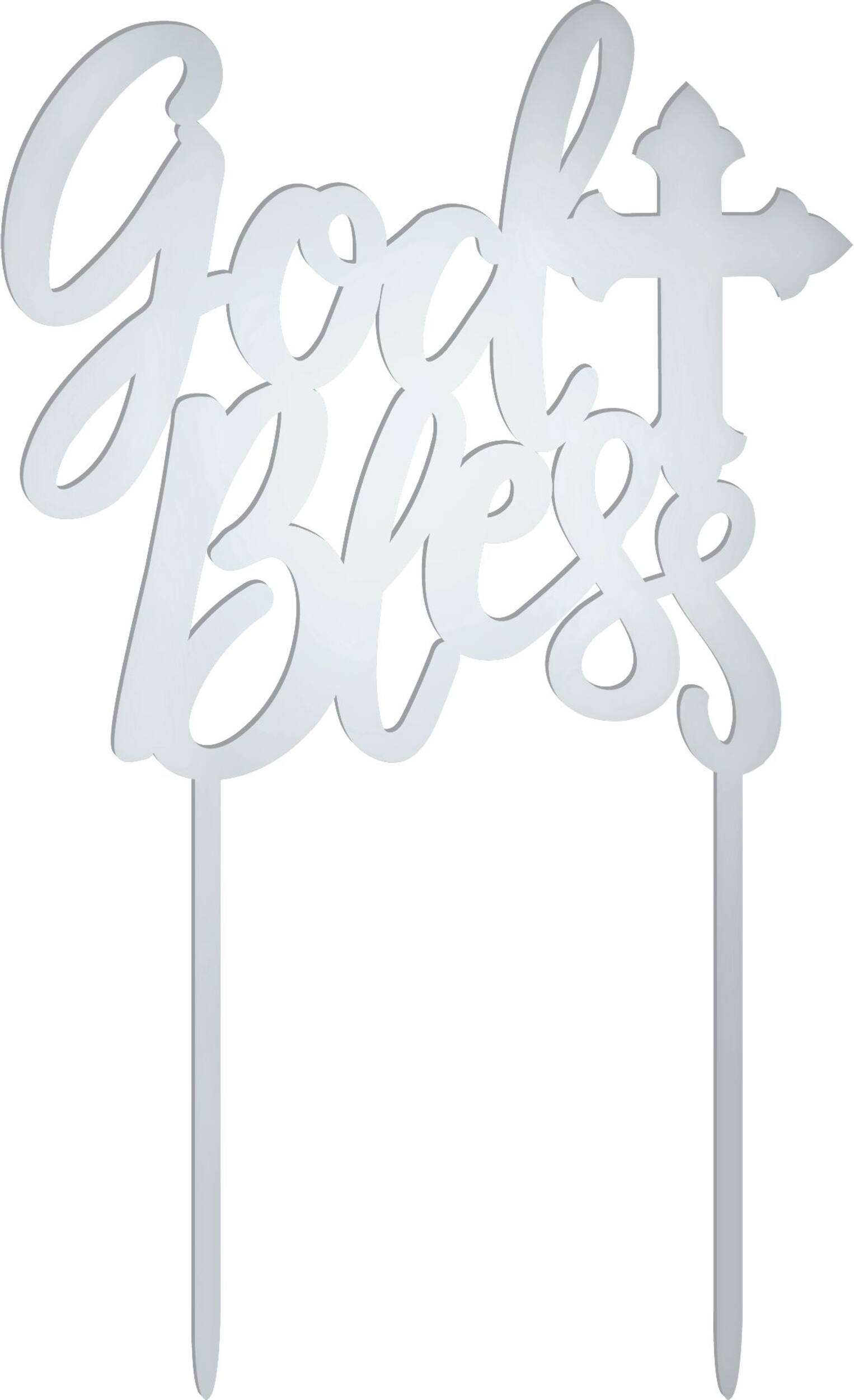 Metallic Silver God Bless Cake Topper | Party City