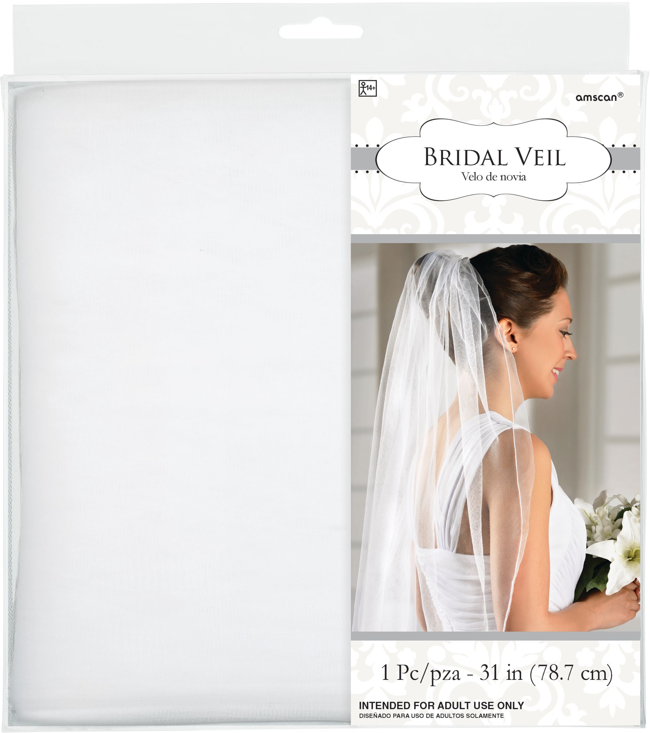 Single Layer Tulle Bridal Veil, White, 31-in, Wearable Accessory for ...