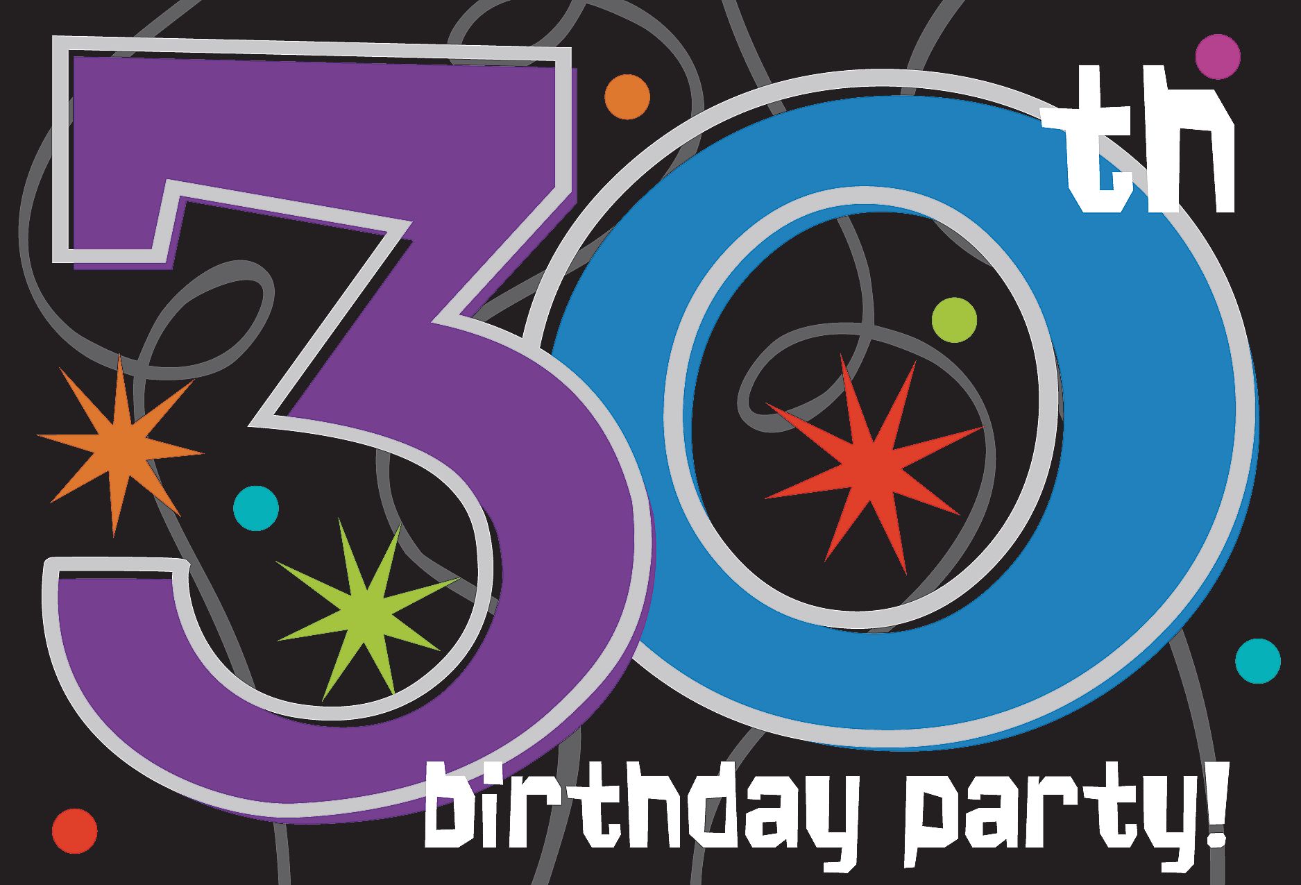 "30th Birthday Party" Paper Party Invitations with Envelopes, Multi ...