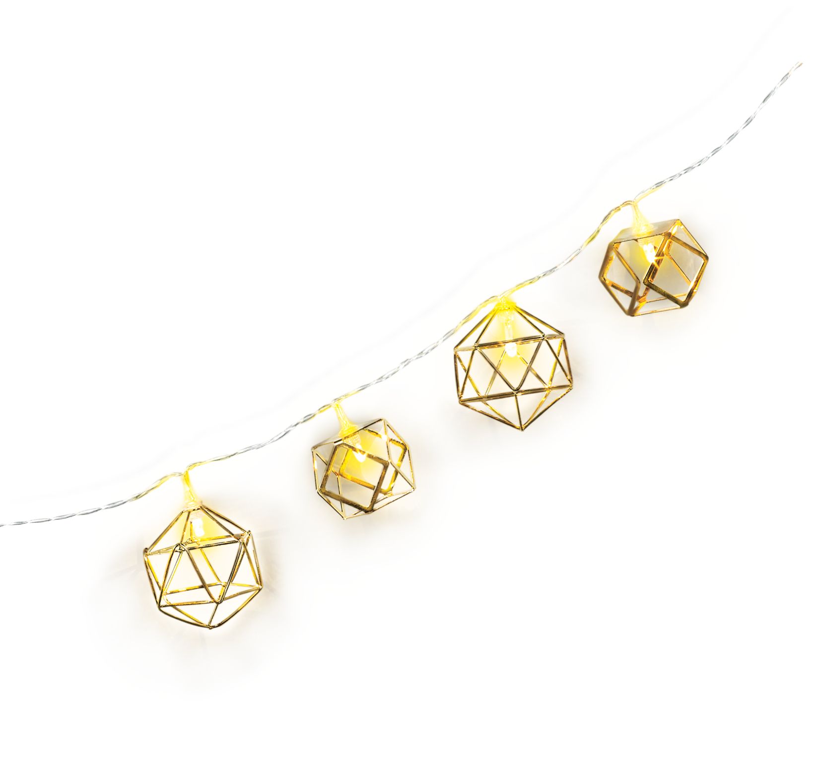 Geometric LED Light Up String Lights Hanging Decoration, Gold, 5-ft, 10 ...