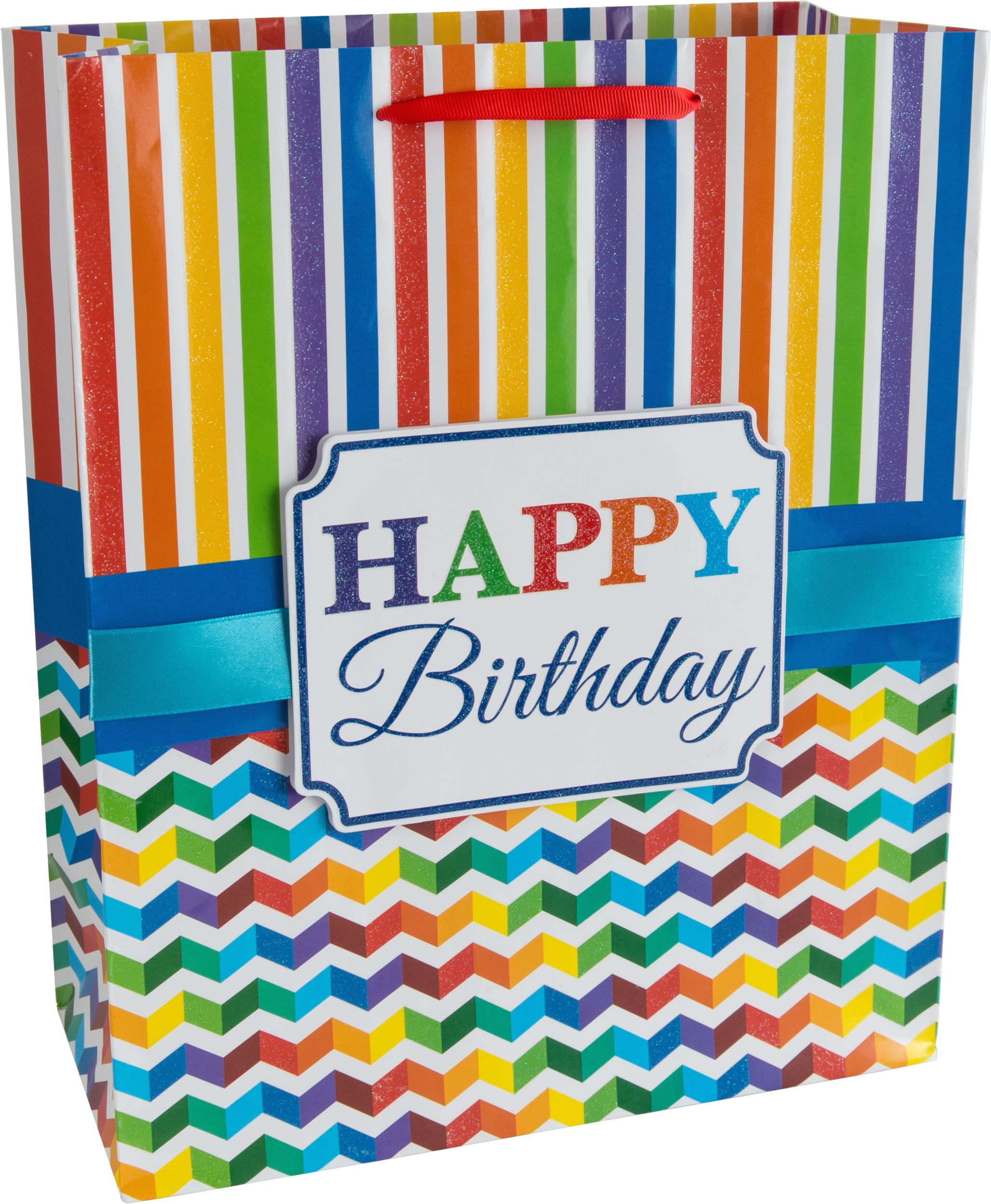 Glitter Rainbow Chevron Birthday Gift Bag | Party City