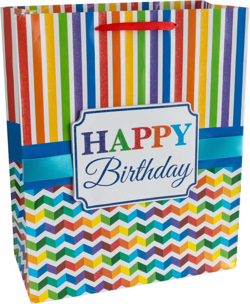 Glitter Rainbow Chevron Birthday Gift Bag | Party City