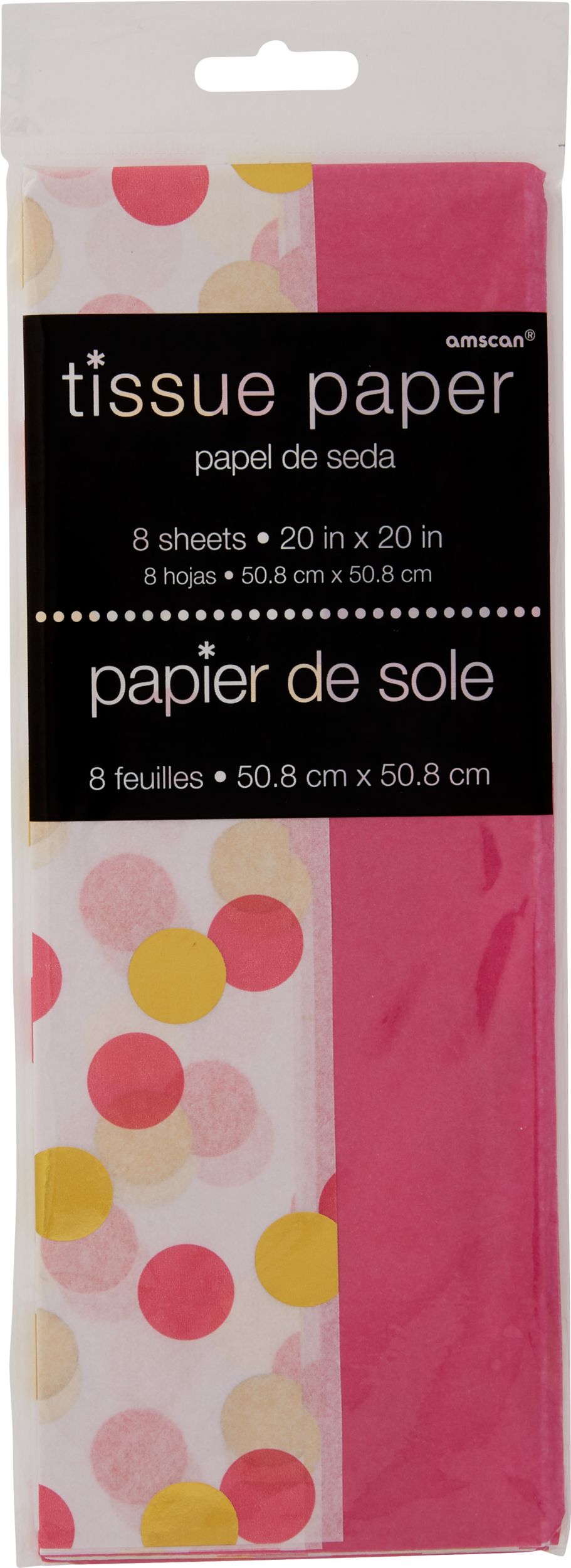 Metallic Gold and Pink Polka Dot Tissue Paper, 8-pk | Party City