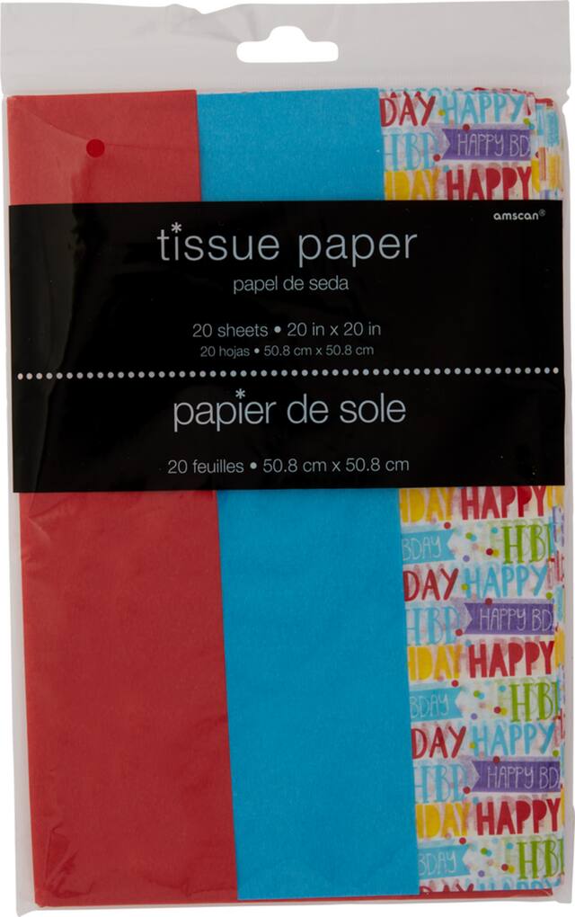 Rainbow Happy Birthday Tissue Paper, 20-pk | Party City