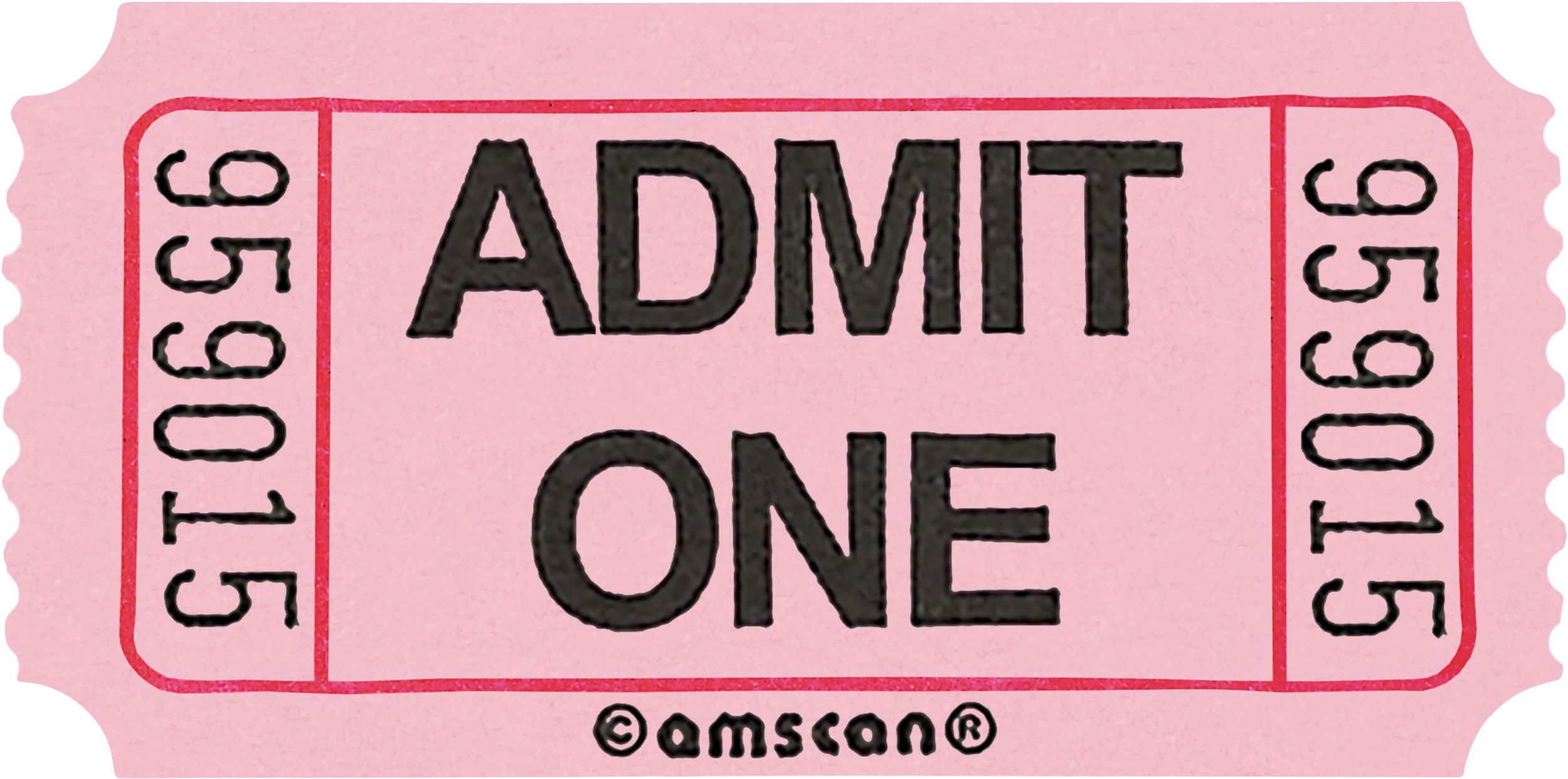 "Admit One" Ticket Roll, Pink, 2-in, 1000-pk, for Birthday Party | Party City