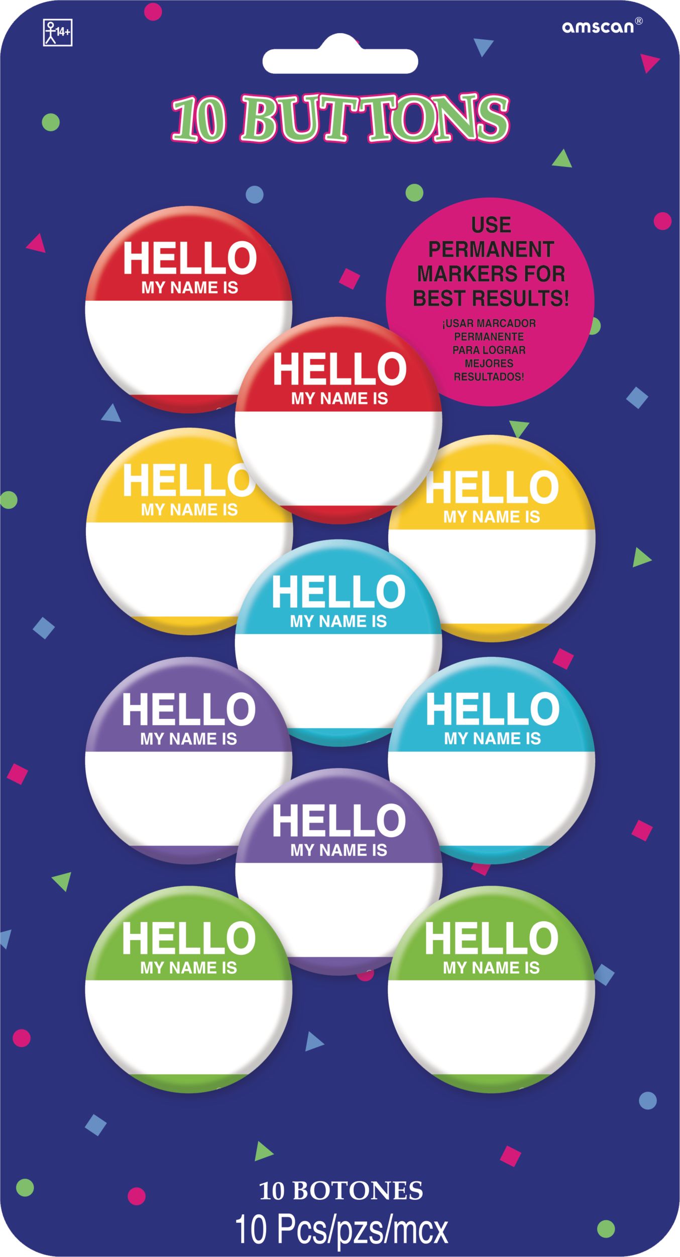 Hello Name Tag Buttons, 10-pk | Party City