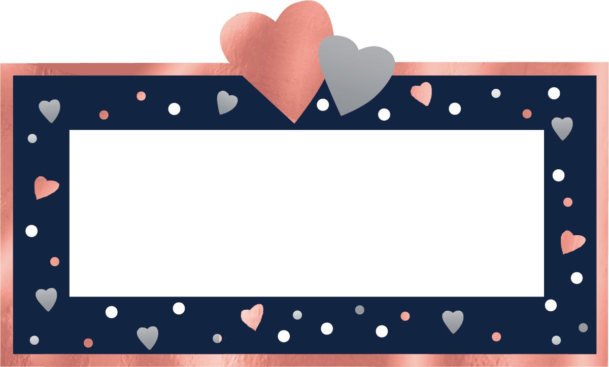 Navy Love Heart Name Table Place Cards, Navy/Pink, 25-pk, for Wedding ...