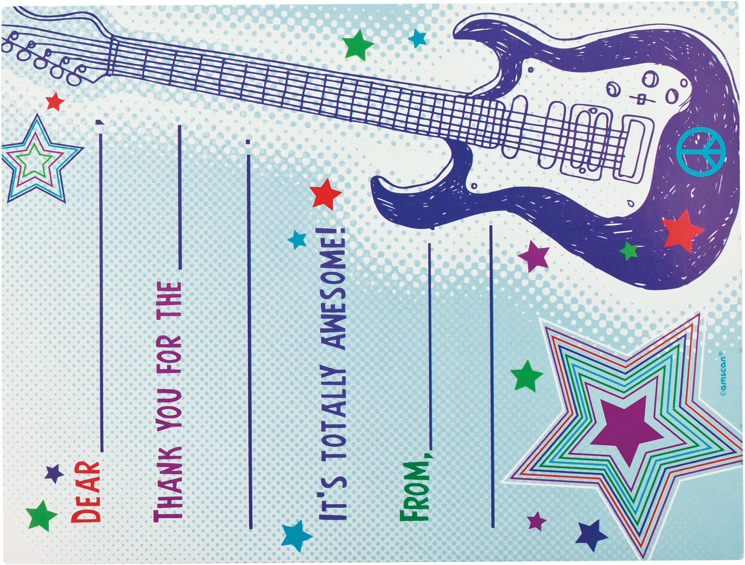 Rock Star Fill-In Thank You Cards, 8-pk | Party City
