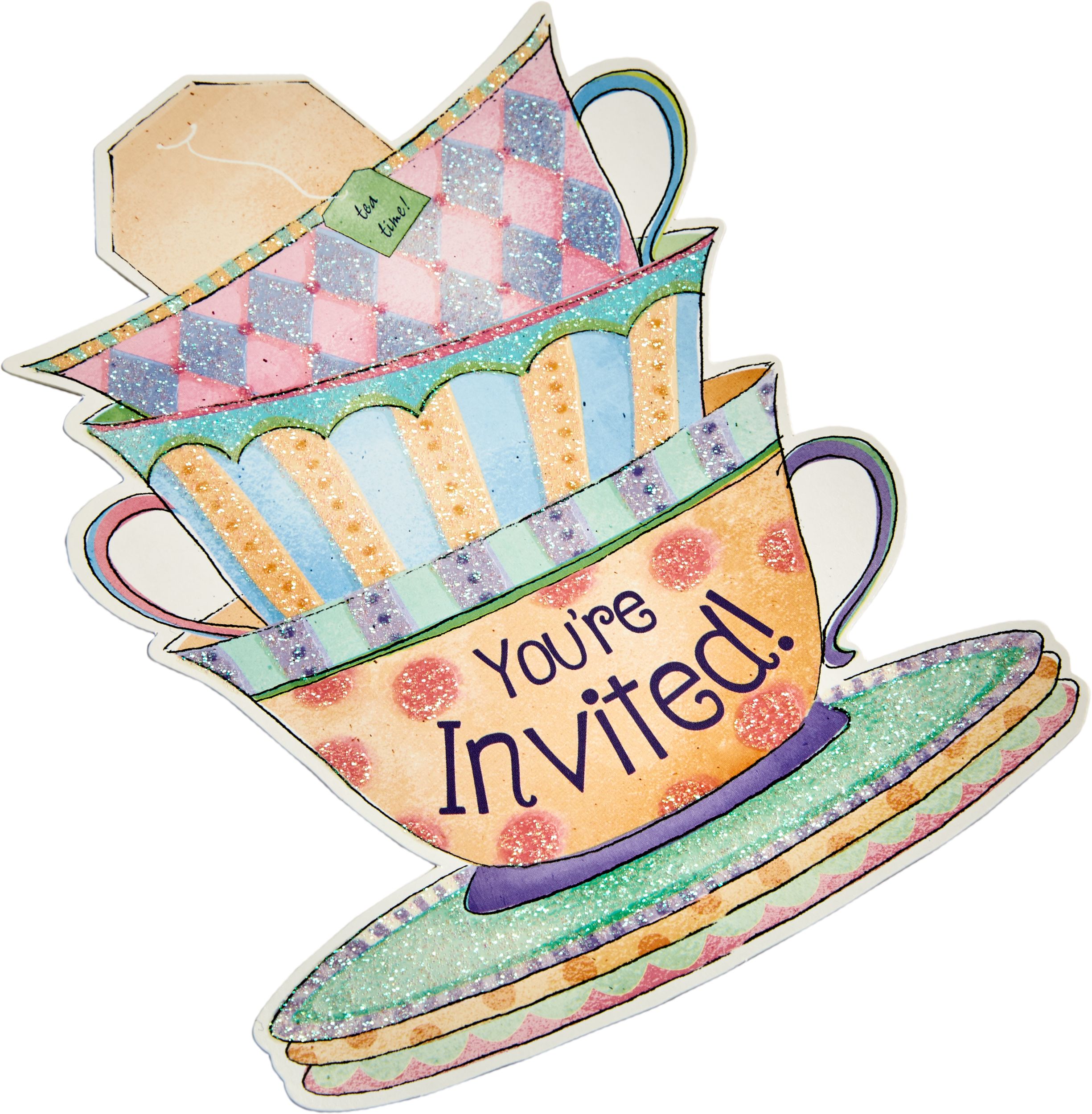 Glitter Tea Cup Invitations, 8-pk | Party City