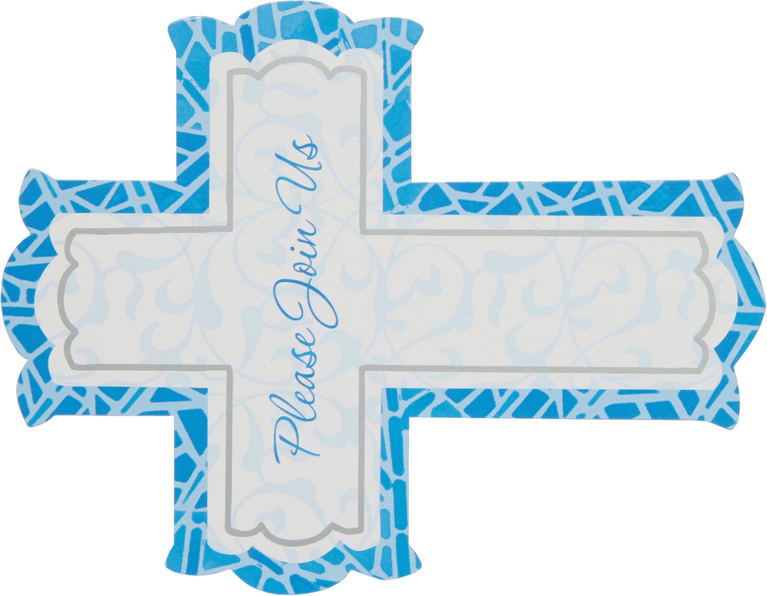 "Please Join Us" Cross Paper Party Invitations with Envelopes, Blue, 8 ...